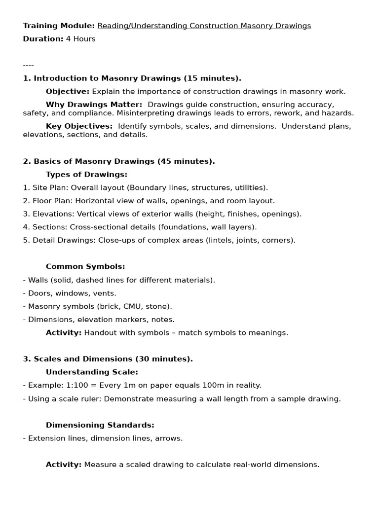 Understanding Masonry Drawings Training | PDF | Masonry | Drawing