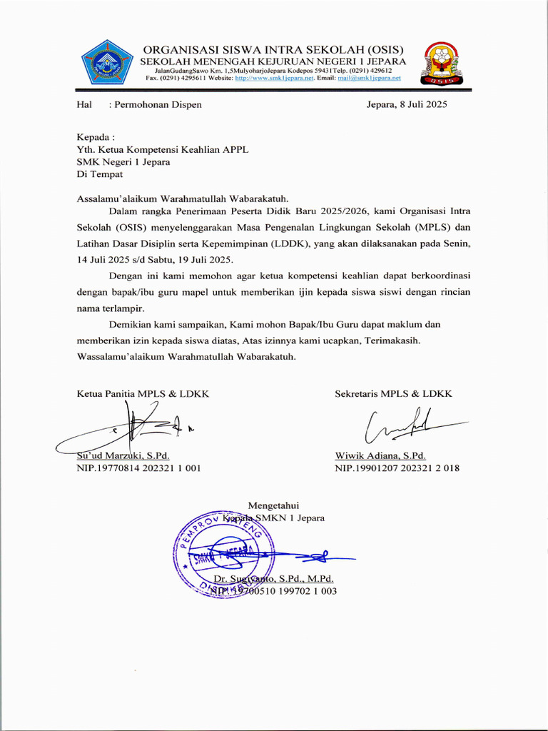 Surat Dispen APPL | PDF