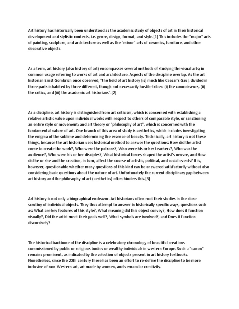 Art History Has Historically Been Understood As The Academic Study of ...