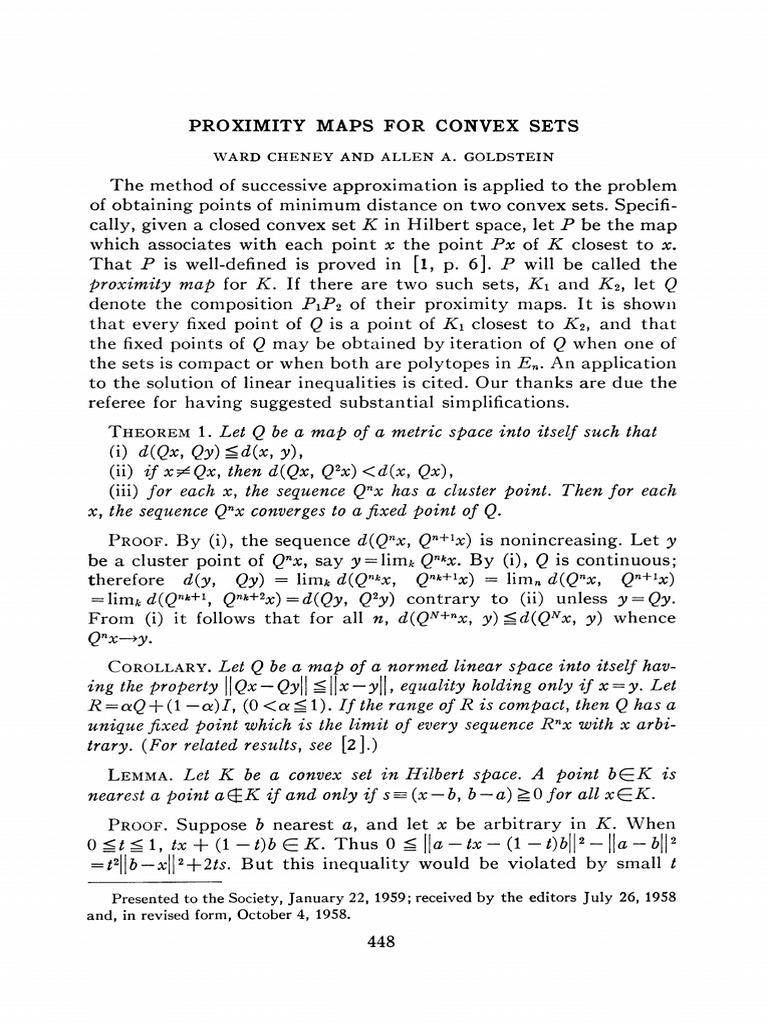Proximity Maps in Convex Sets Analysis | PDF | Mathematics ...