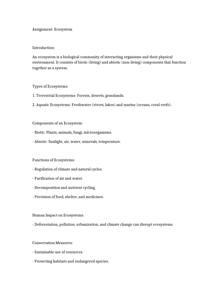 Ecosystem Assignment | PDF