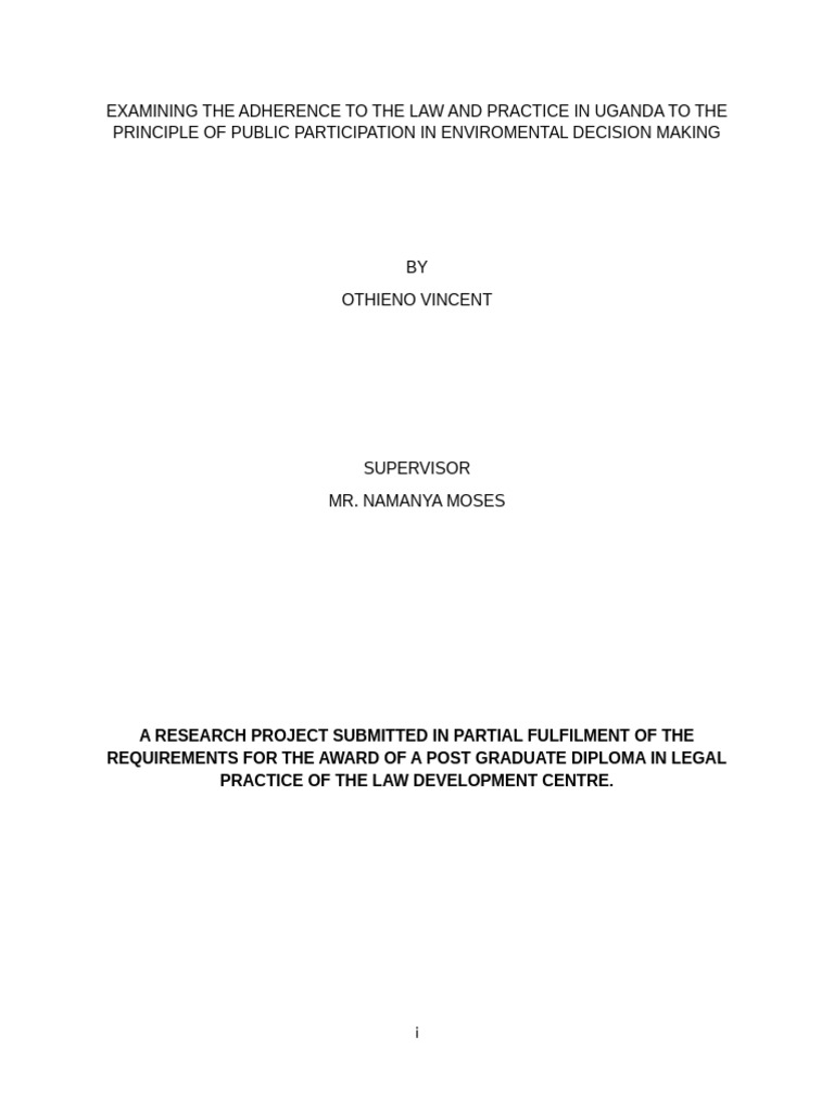 Public Participation in Uganda's Environmental Law | PDF | Human Rights ...