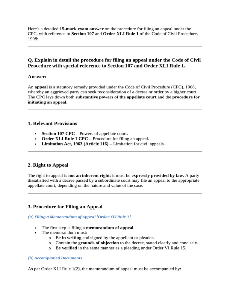 Appeal Procedure Under CPC 1908 Explained | PDF | Appellate Court | Appeal