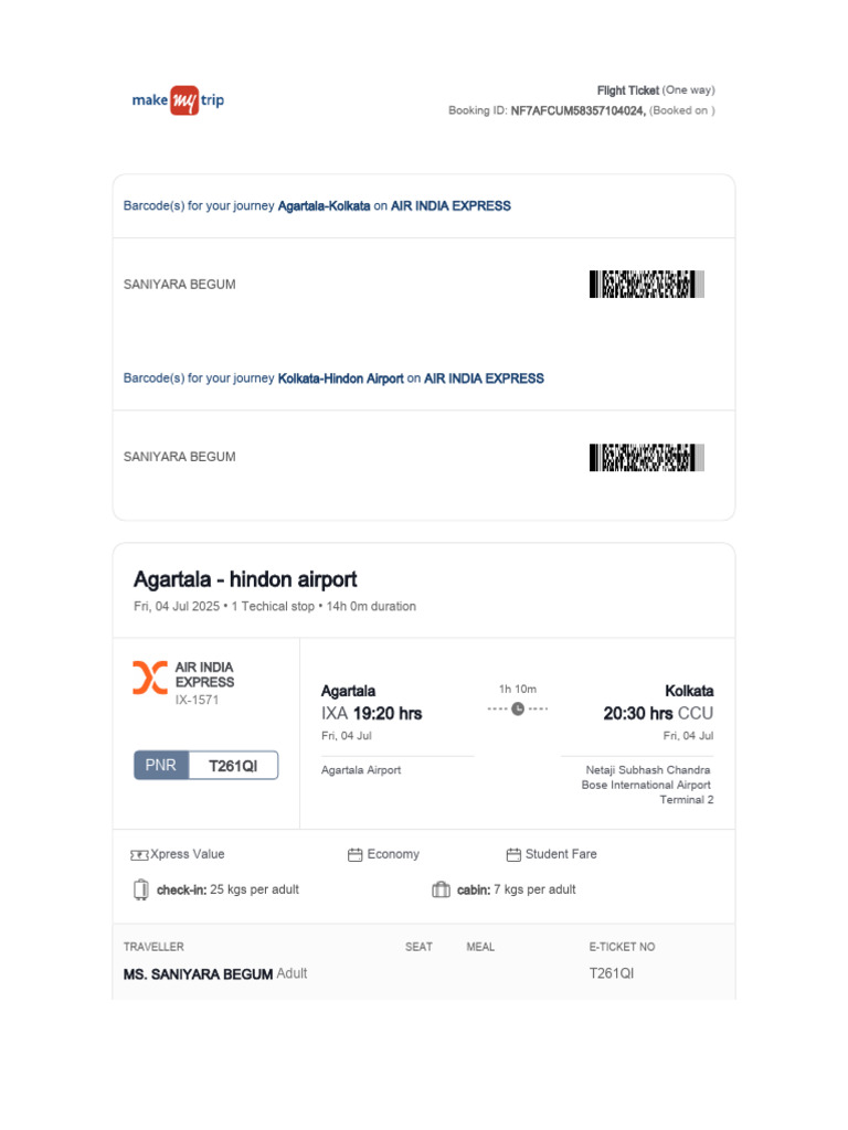 Trips Flight DownloadETicket | PDF | Identity Document | Transport