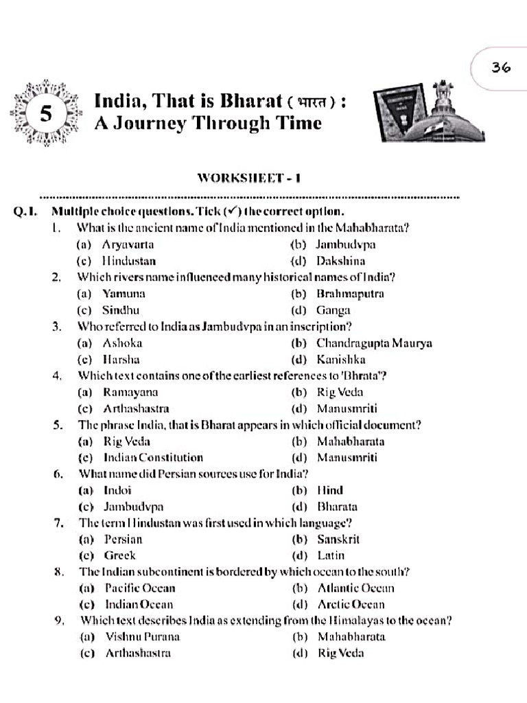 Class 6 SST Practice Sheet | PDF