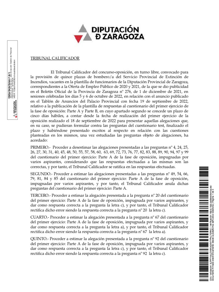 SOLUCIONES EXAMEN DPZ - Publicacion - Anuncio - BOMBERO - A SPEI - OEP ...
