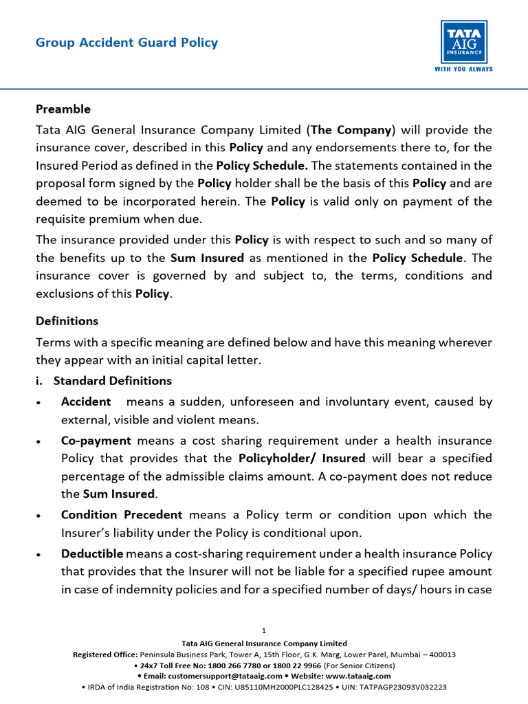 Accident Shield Policy Premium Chart | PDF | Insurance | Hospital