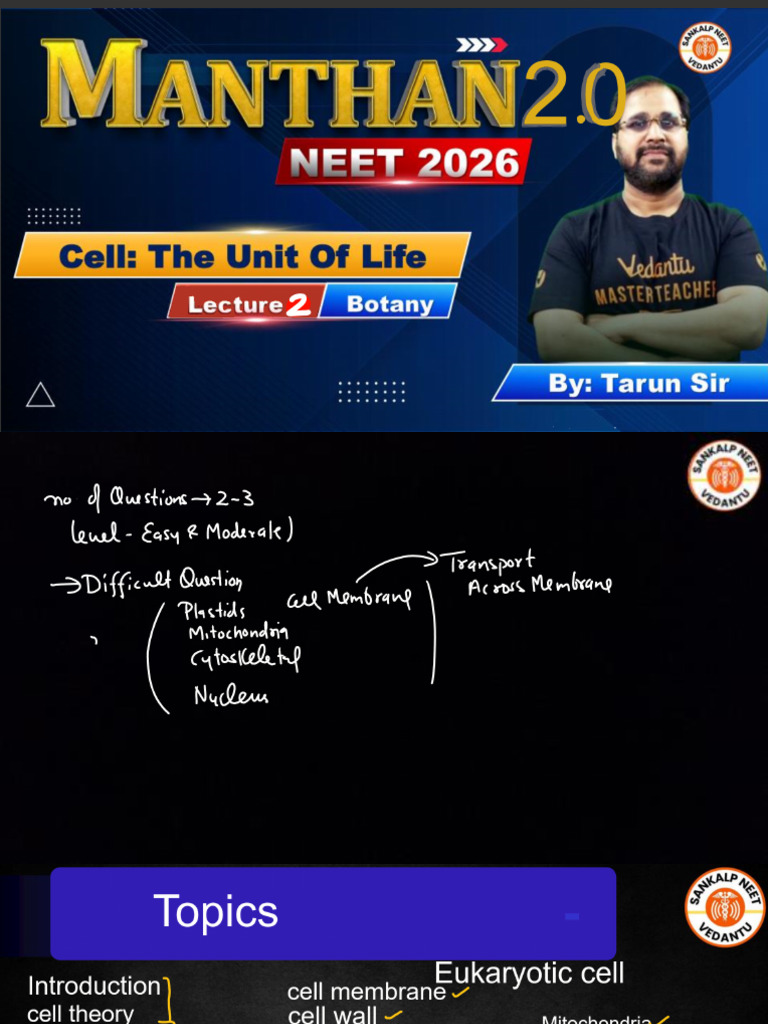 Class Notes Cell The Ujit of Life Lect-02 | PDF