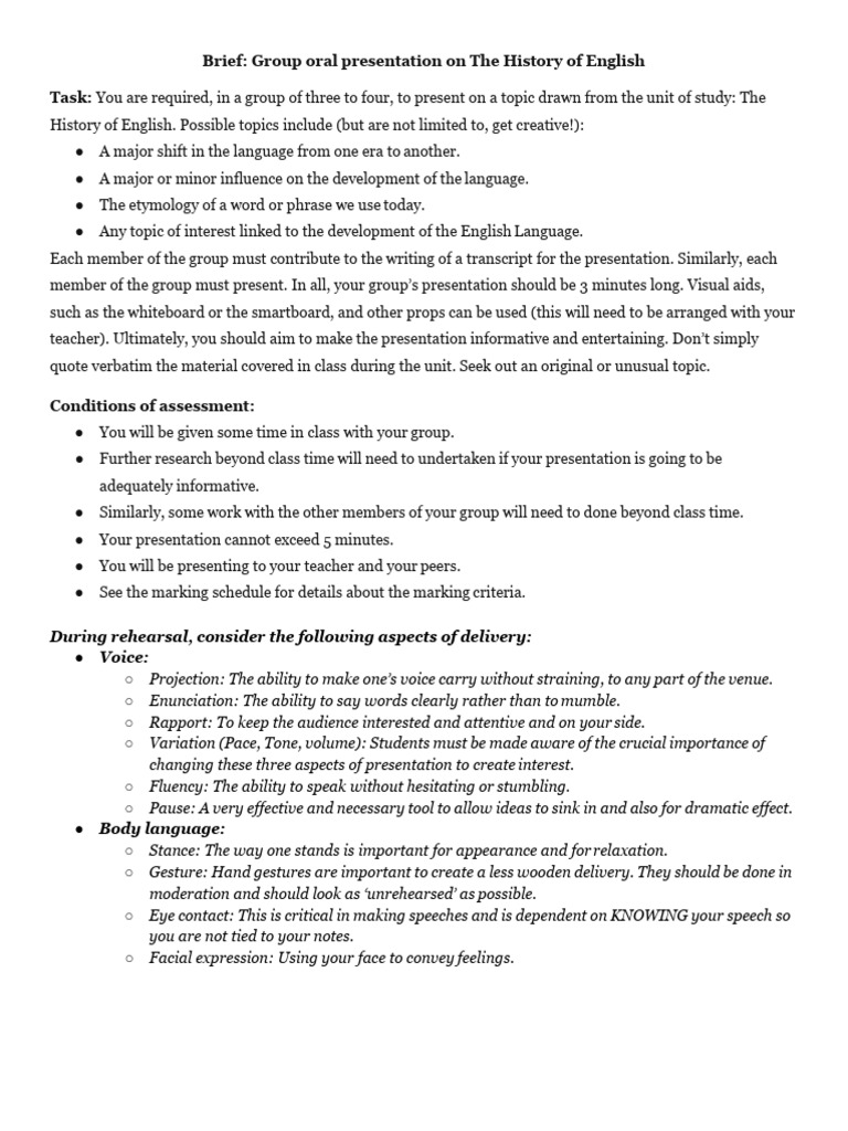 Group Oral Presentation Topics | PDF | English Language | Communication