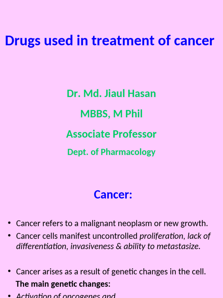 Cancer Treatment Drugs Overview | PDF | Chemotherapy | Cell Cycle