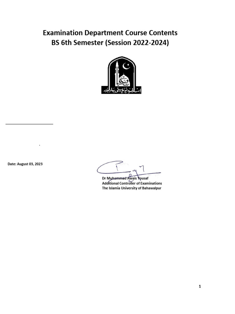 Course Contents of BS 6th Semester Session 2022-2024 (2 Years BS) | PDF | Photosynthesis | Inflation