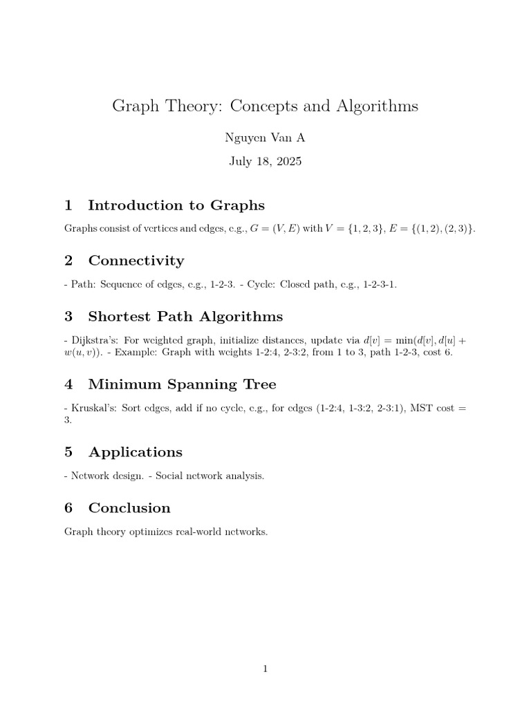 Graph Theory: Concepts and Algorithms: 1 Introduction To Graphs | PDF