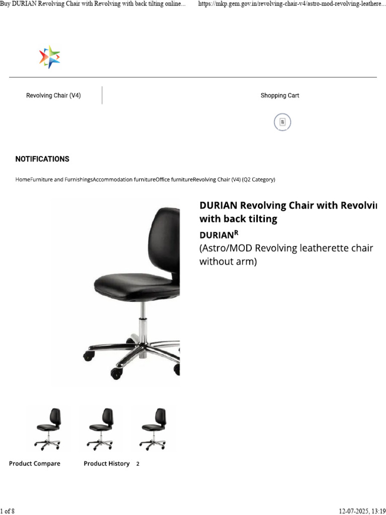 Buy DURIAN Revolving Chair Online | PDF