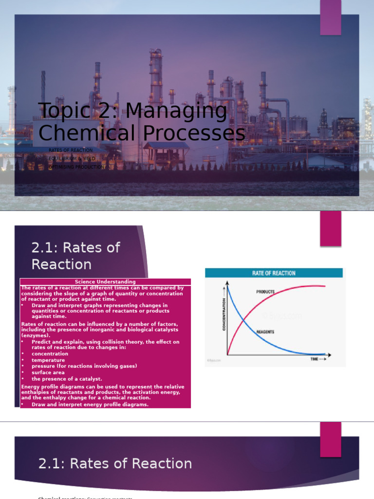 Topic 2 - Managing Chemical Processes | PDF | Reaction Rate | Product ...