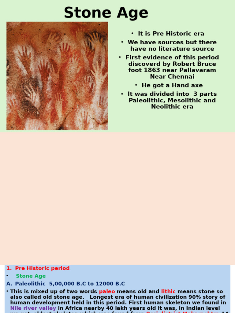Class Notes Stone Age Part 1 | PDF | Paleolithic | Stone Age
