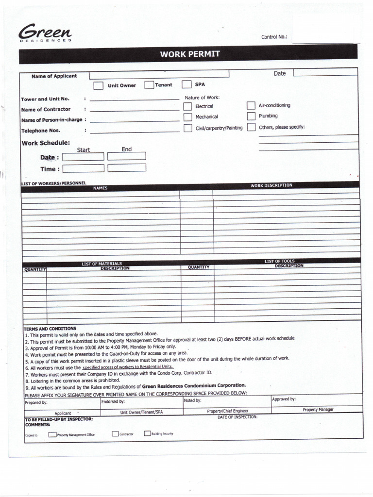 BLANK Work Permit-GREEN RES PDF | PDF