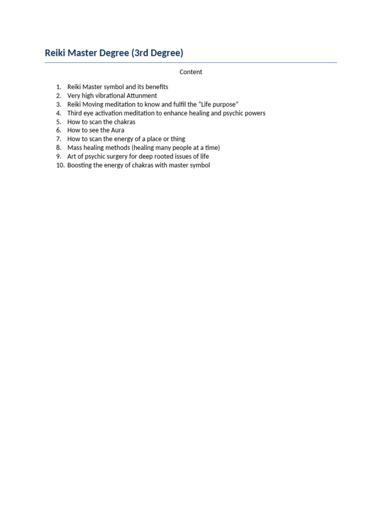 Reiki Master Degree | PDF