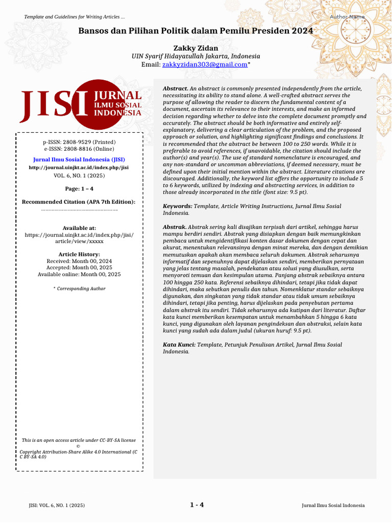 Template JISI Vol. 6, No. 1 (2025) [en] 2 | PDF