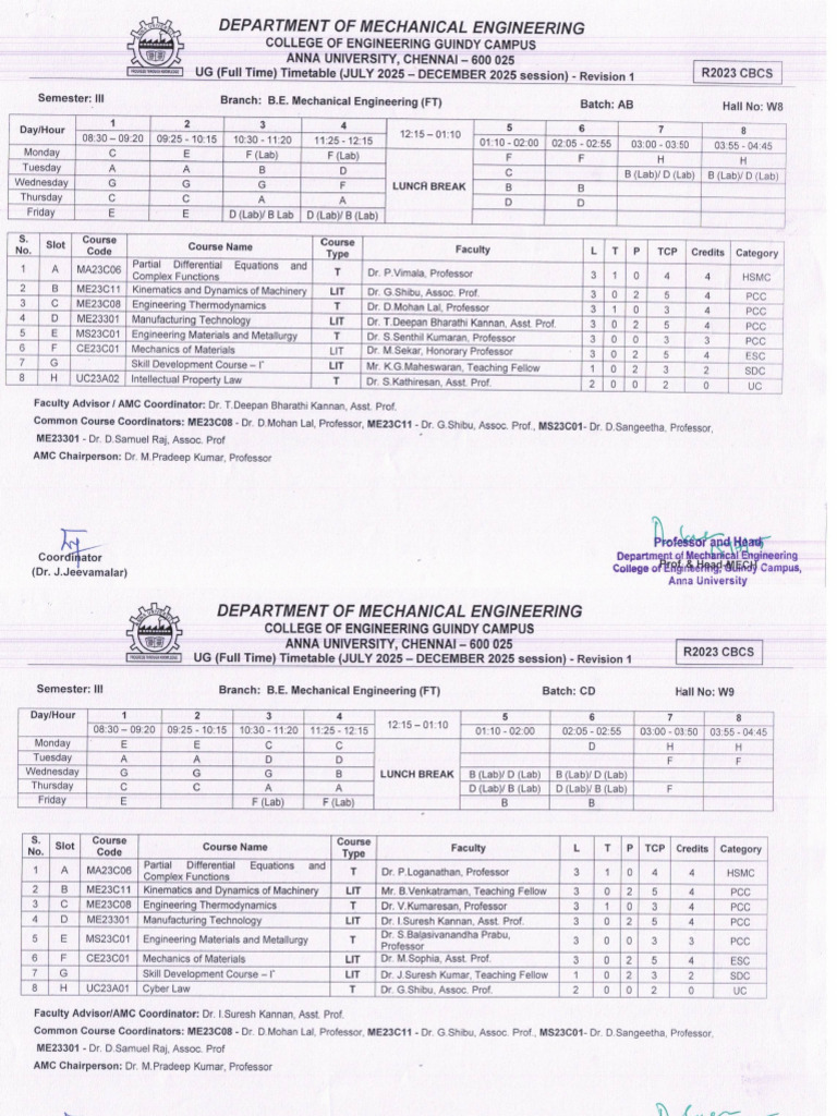 TT July Nov 2025 Revised - 1 | PDF