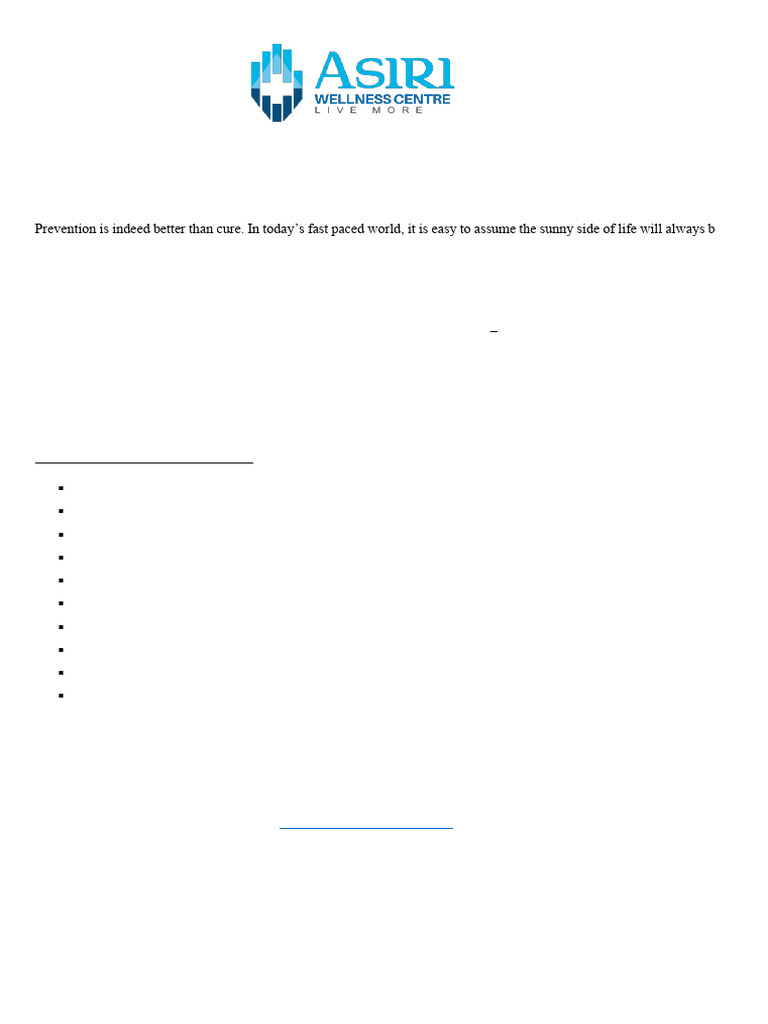 Asiri Health Screening Packages - Wellness 2024 (Update 10th May 2024-2) | PDF | Physical ...