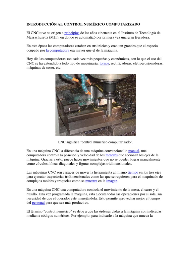 Introducción Al Control Numérico Computarizado | PDF | Control numerico | Programa de computadora