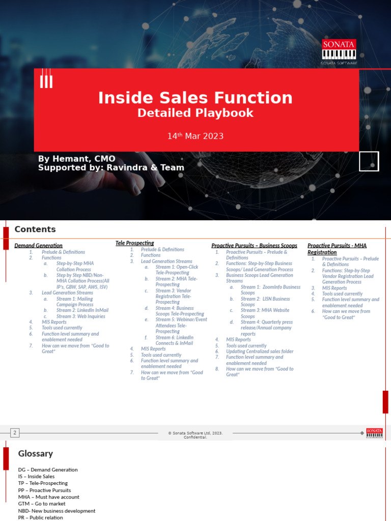 Inside Sales Function - Details Playbook Version 2.0 | PDF | Customer ...