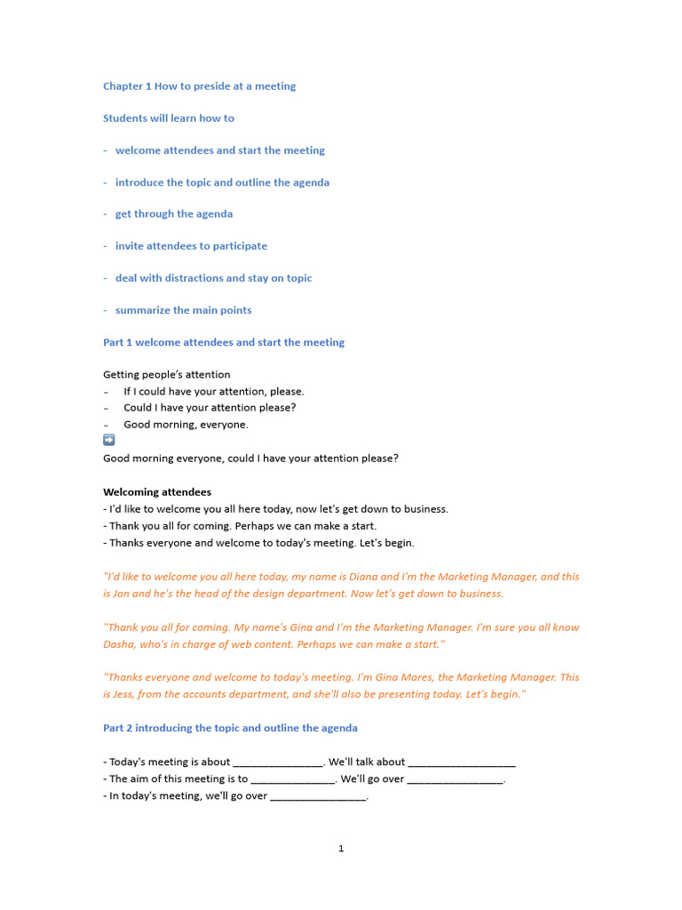 How to Preside at a Meeting | PDF