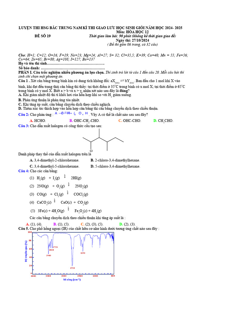 Đề Số 19 - HSG 12 BTN | PDF