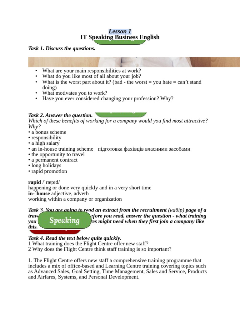 Lesson 1 (IT Speaking Business English) | PDF | Business
