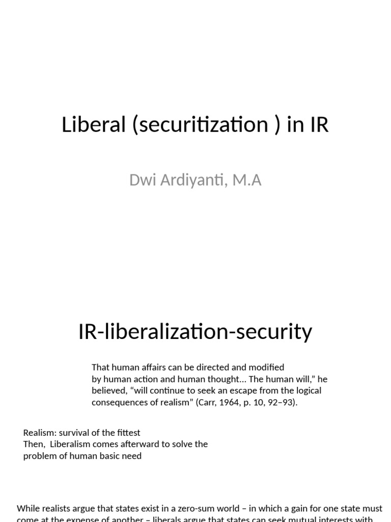 Liberal Approaches to Security in IR | PDF | Liberalism | Peace