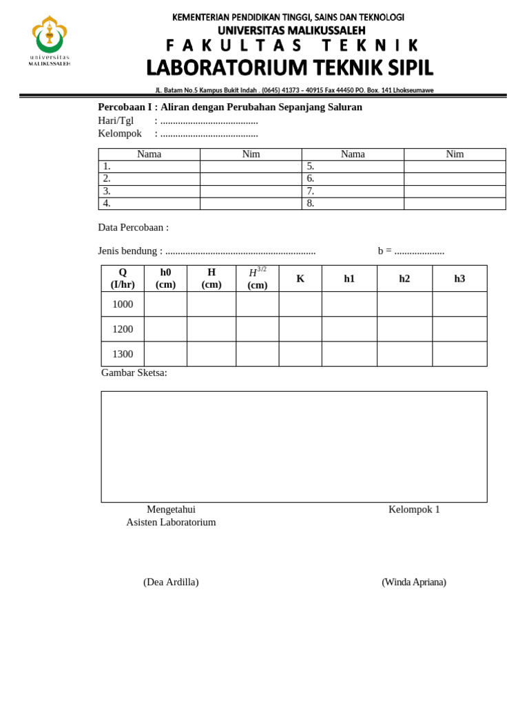 Data Mentah Mekanika Fluida | PDF