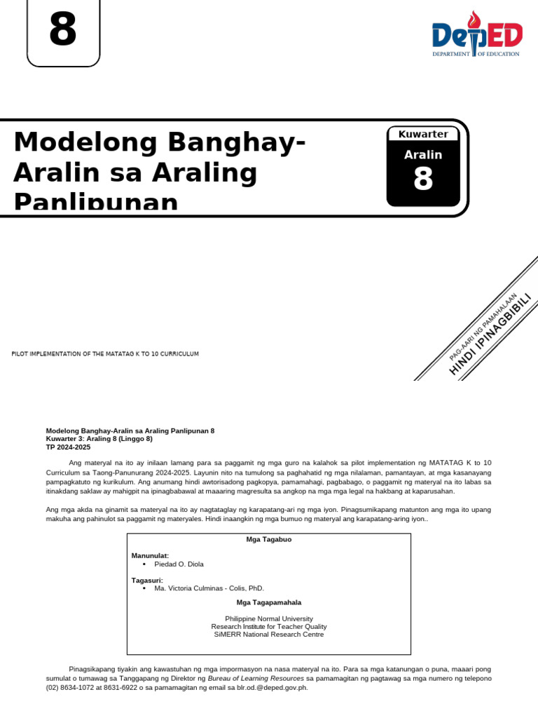 Q3 LE AP8 Lesson8 Week8 | PDF