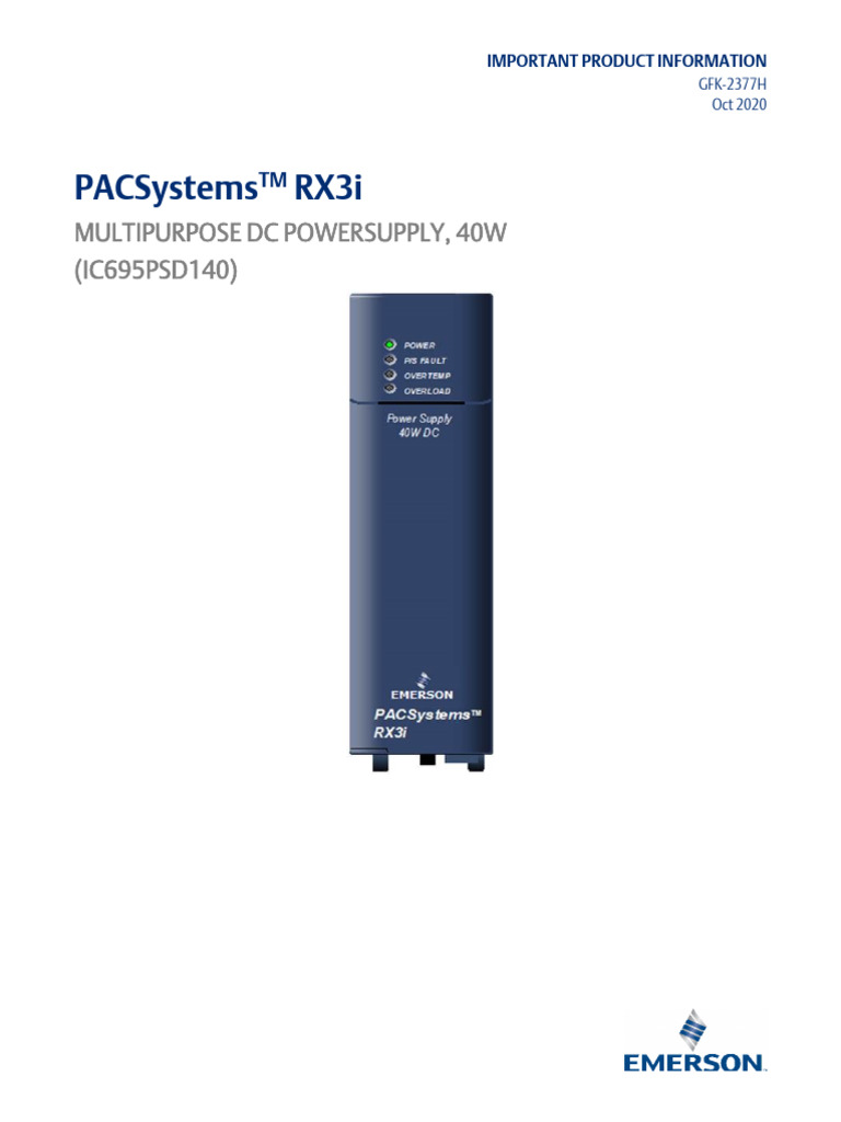 PACSystems RX3i 40W Power Supply Guide | PDF | Power Supply | Amplifier