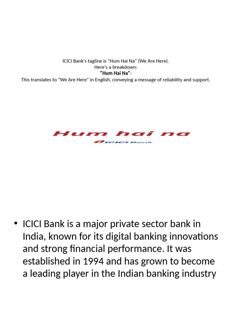 ICICI Bank Tagline and Overview | PDF