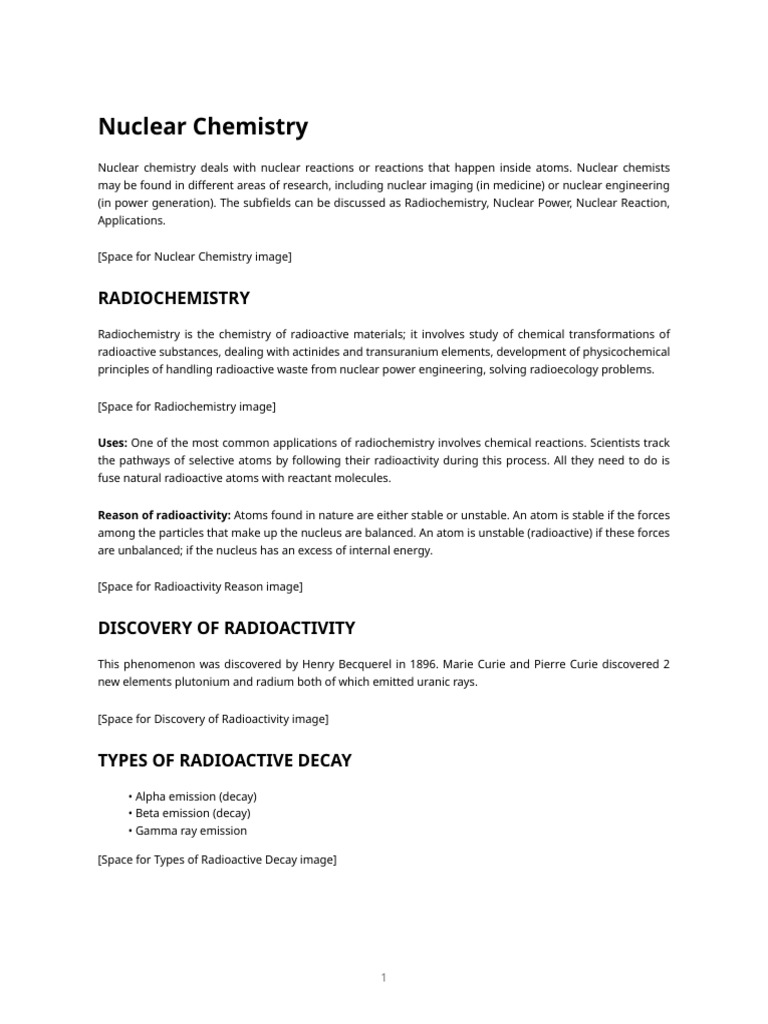 Overview of Nuclear Chemistry | PDF | Radioactive Decay | Nuclear Physics