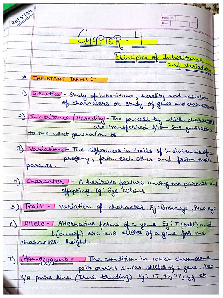 Class XII CH Principles of Inheritance and Variation (Part 1) | PDF