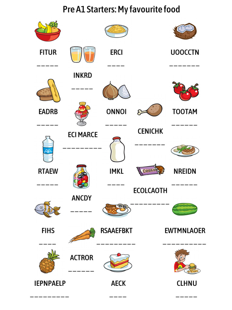 Starters Vocabulary: My Favourite Food | PDF