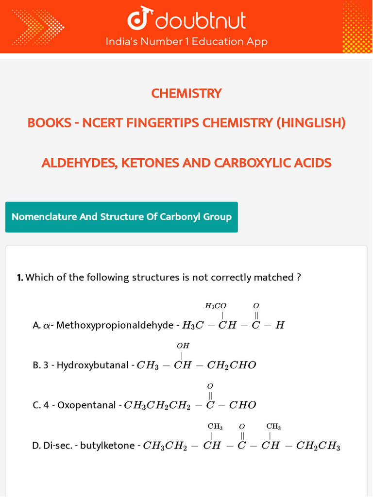 Structure of Alpha-Methoxypropionaldehyde | PDF | Carboxylic Acid ...