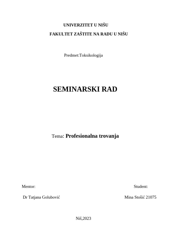 Profesionalna Trovanja | PDF