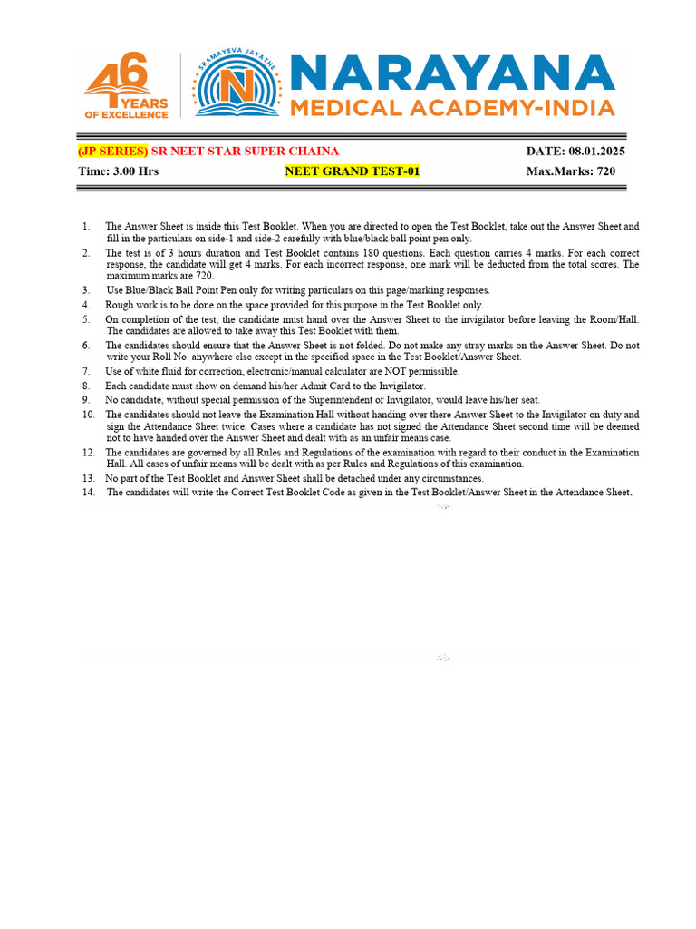 AIIMS S60 Exam Guidelines and Botany Questions | PDF | Genetic Code ...