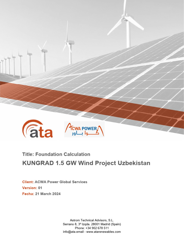 KUN - WFP - CIV - REP - 01 WFP Foundation Calculation - 01 | PDF | Wind Turbine | Wind Power