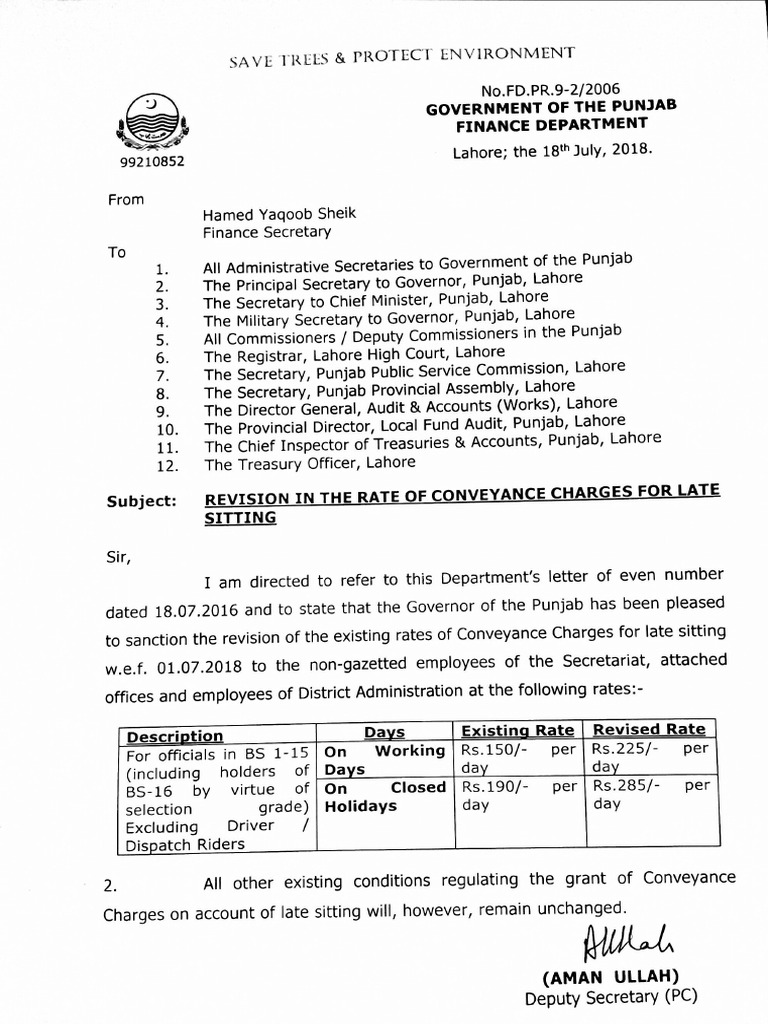 Conveyance Charges For Late Sitting | PDF