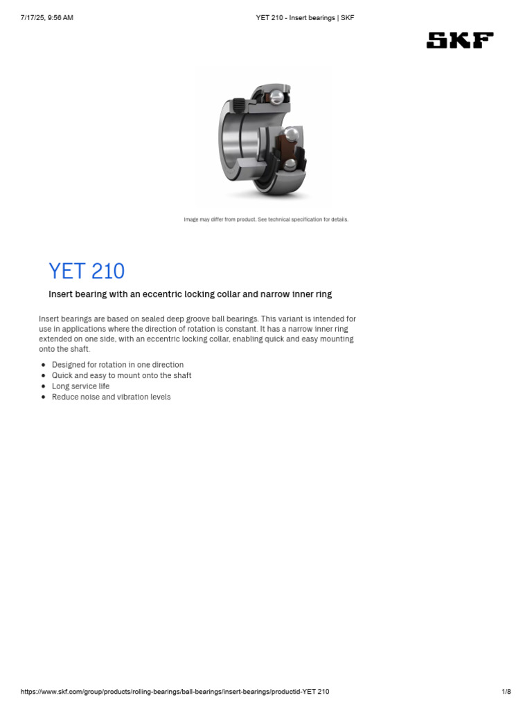 SKF YET 210 Insert Bearing Overview | PDF | Bearing (Mechanical) | License