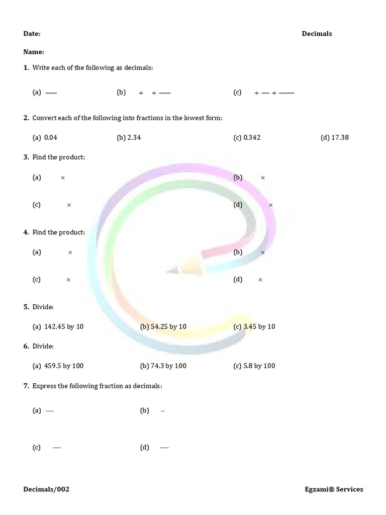Decimals Practice Exercises and Solutions | PDF | Equations | Decimal