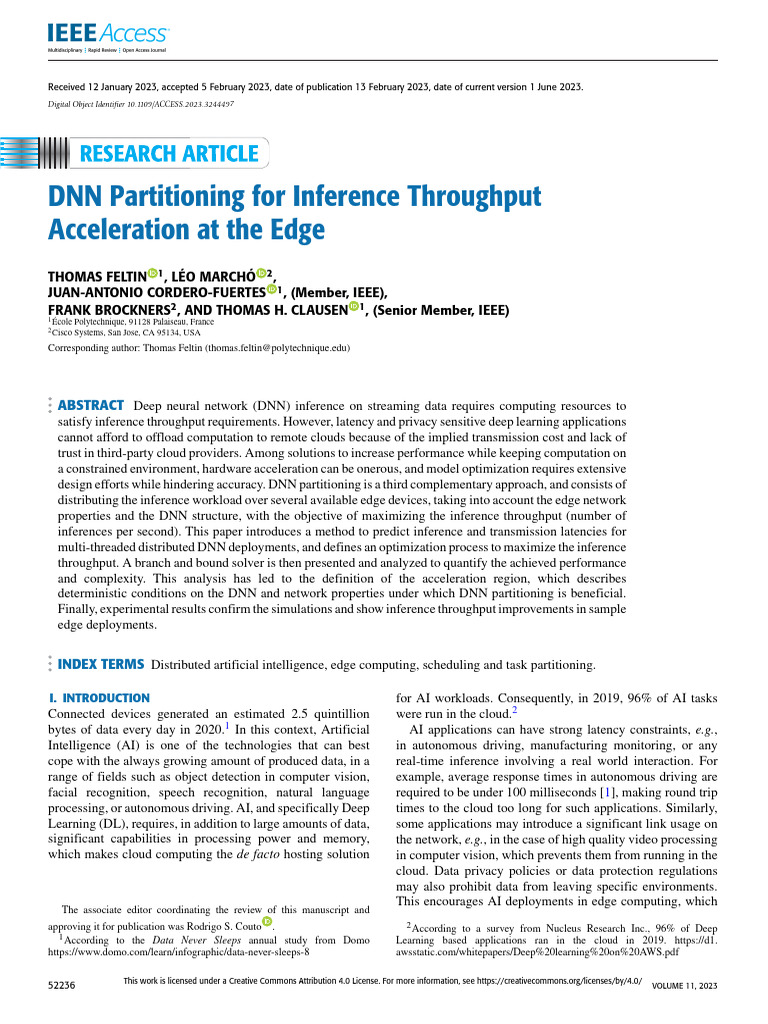DNN Partitioning For Inference Throughput Acceleration at The Edge | PDF | Deep Learning ...