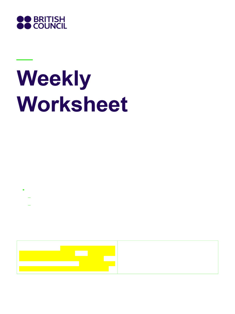Weekly Worksheet English For Work | PDF | Human Communication