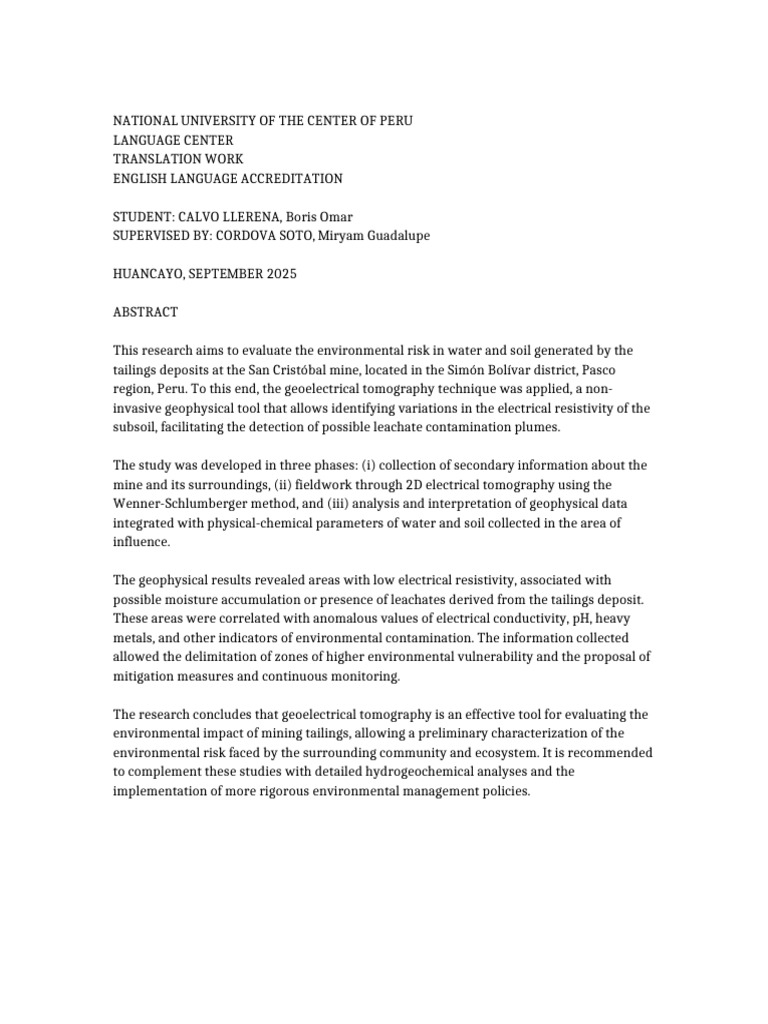 Environmental Risk Assessment Sample en | PDF