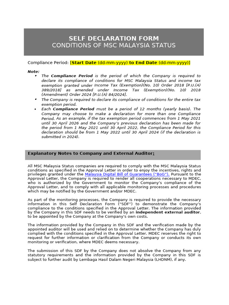 Self Declaration Form - P.U. (A) 389 | PDF | Taxes | Tax Exemption