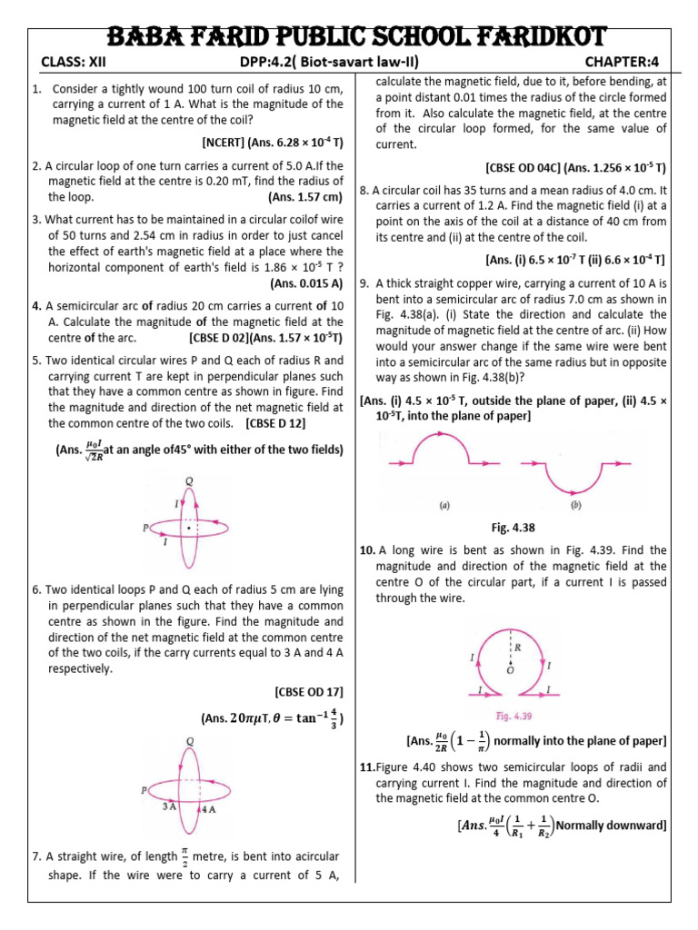 Magnetic Field of Perpendicular Wires | PDF | Magnetic Field | Angle