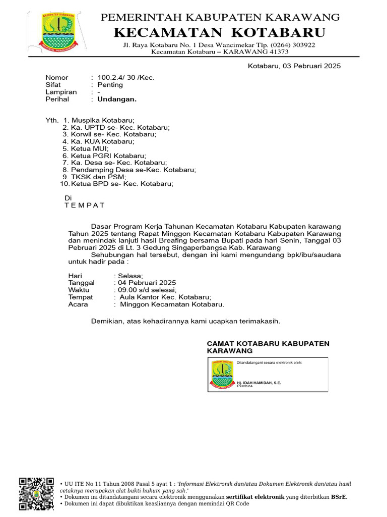 Surat Minggon 4 Februari 2025 | PDF